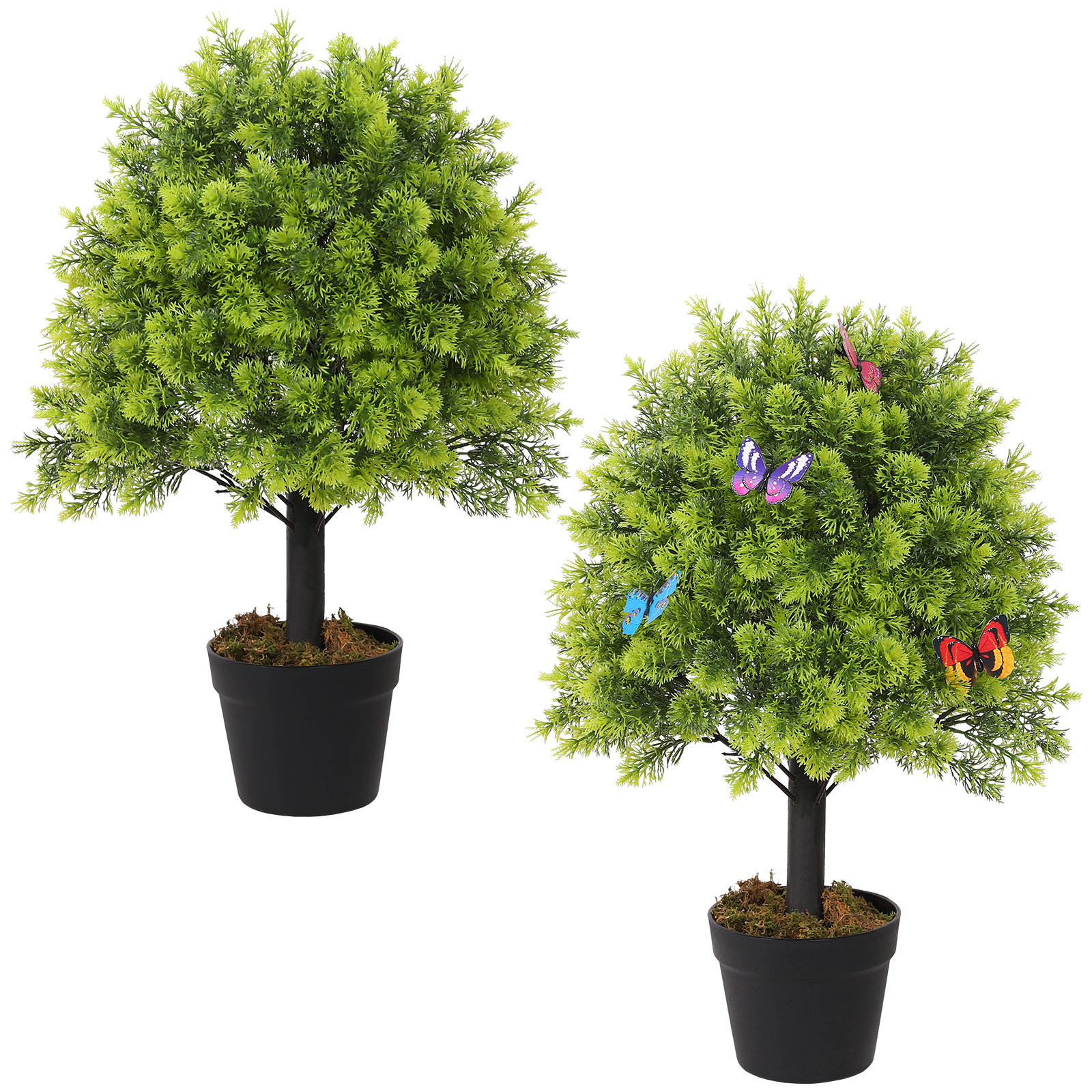 Primrue 24" UV-Resistant Artificial Topiary Boxwood Ball Trees ...