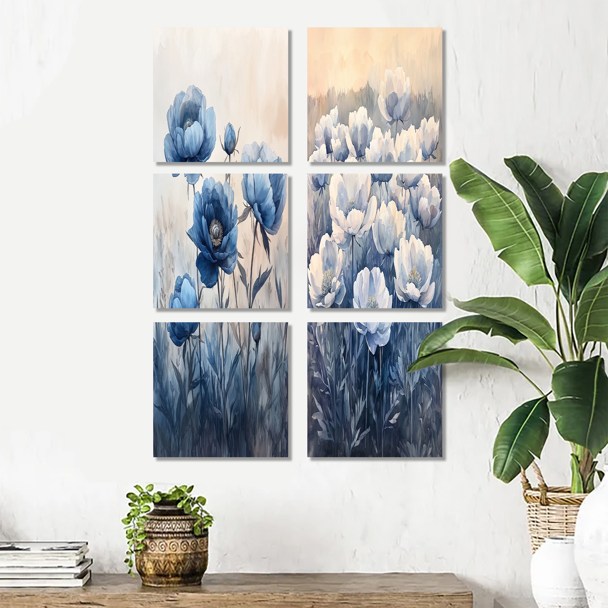 Lark Manor™ Dusky Blue Peonies In The Pasture - Floral Wall Art Prints ...