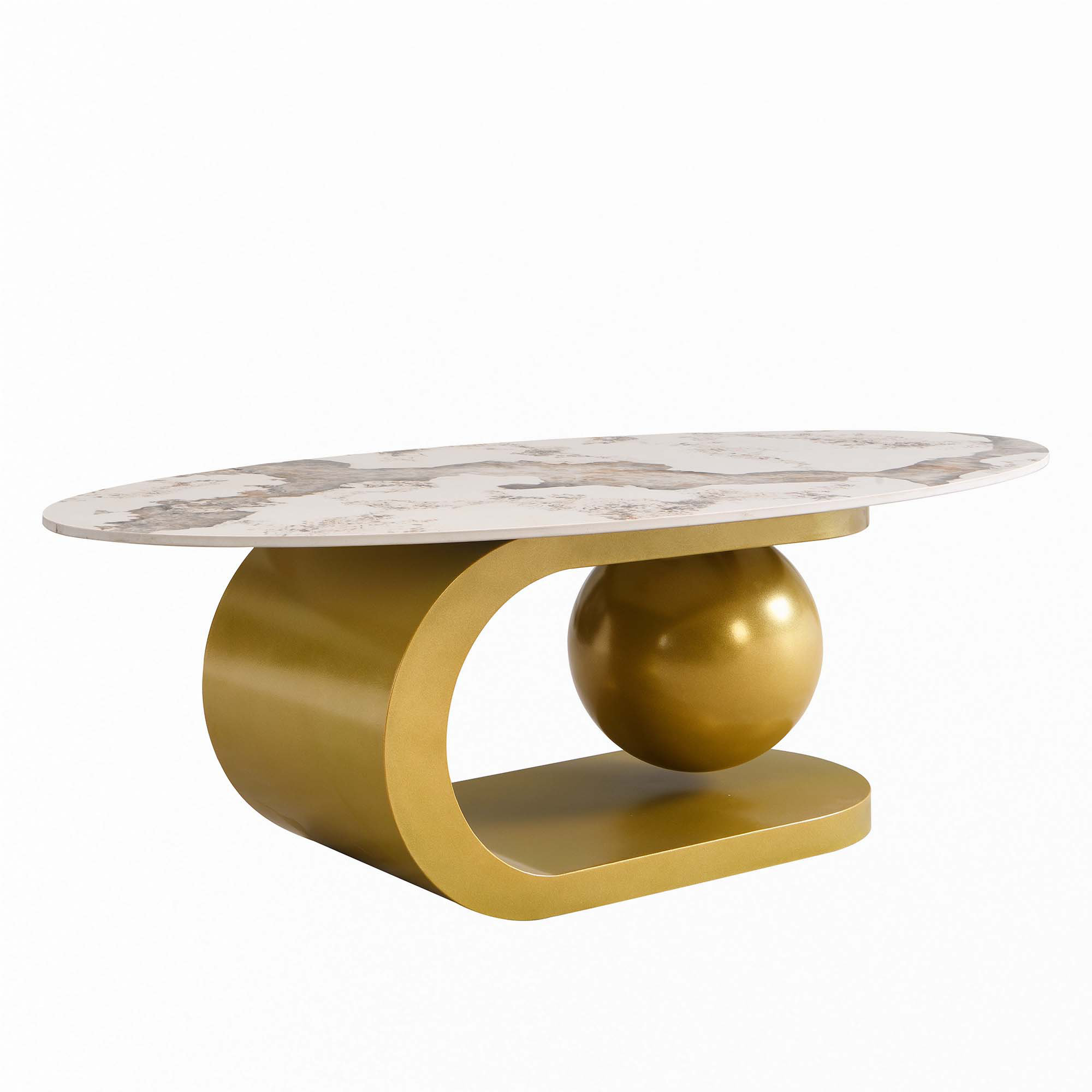 GRILLO HOME Oval Coffee Table For Living Room, Marble Pattern Sintered ...