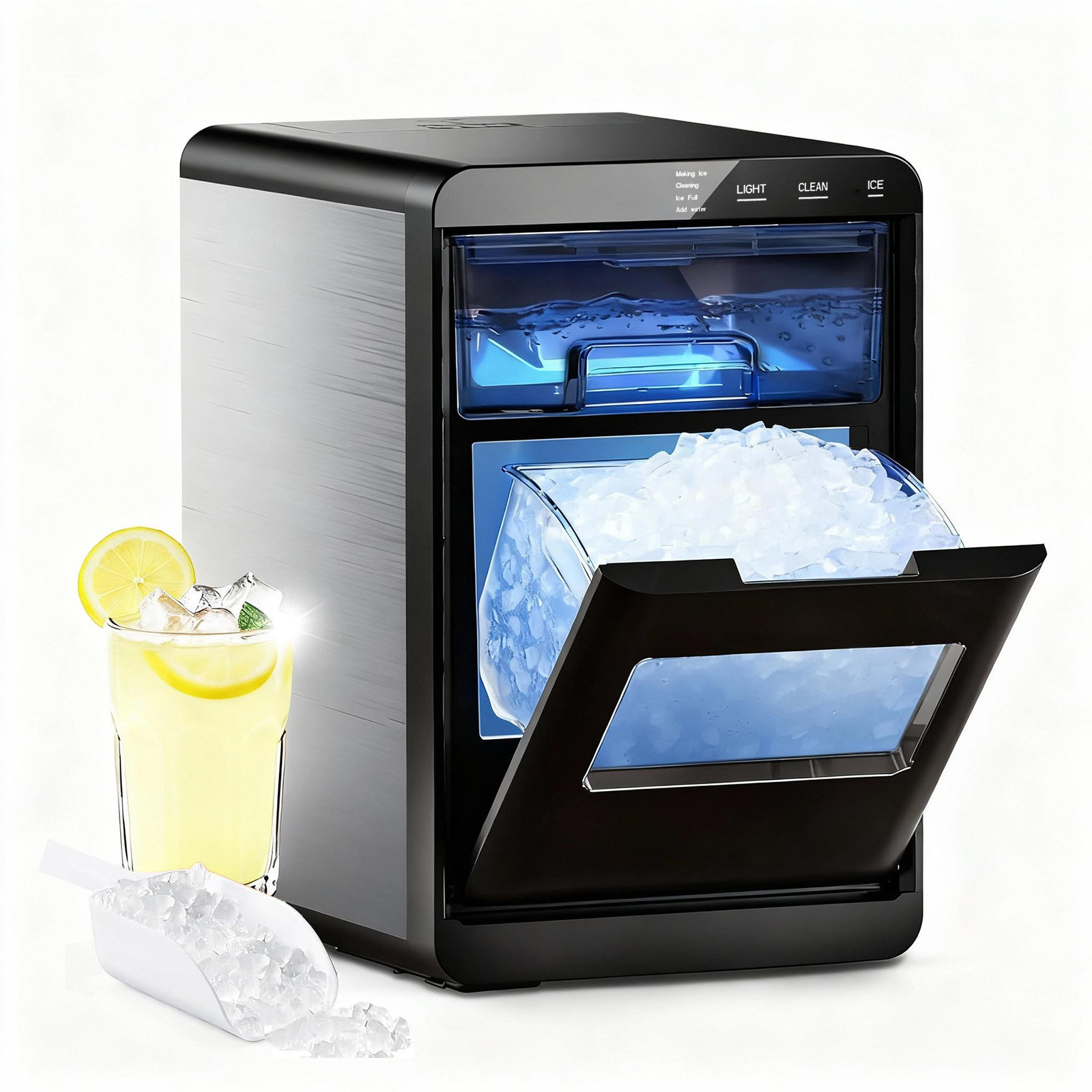 Domccy® Countertop Nugget Ice Maker - 44LBS/Day Chewable Ice with ...