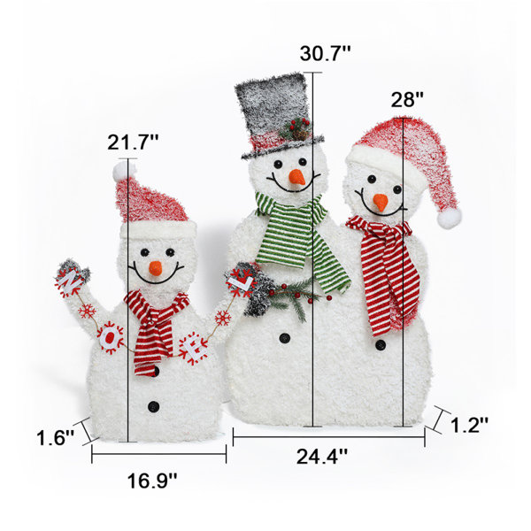 The Holiday Aisle® 2-Piece Snowman Family Trio Lighted Holiday ...