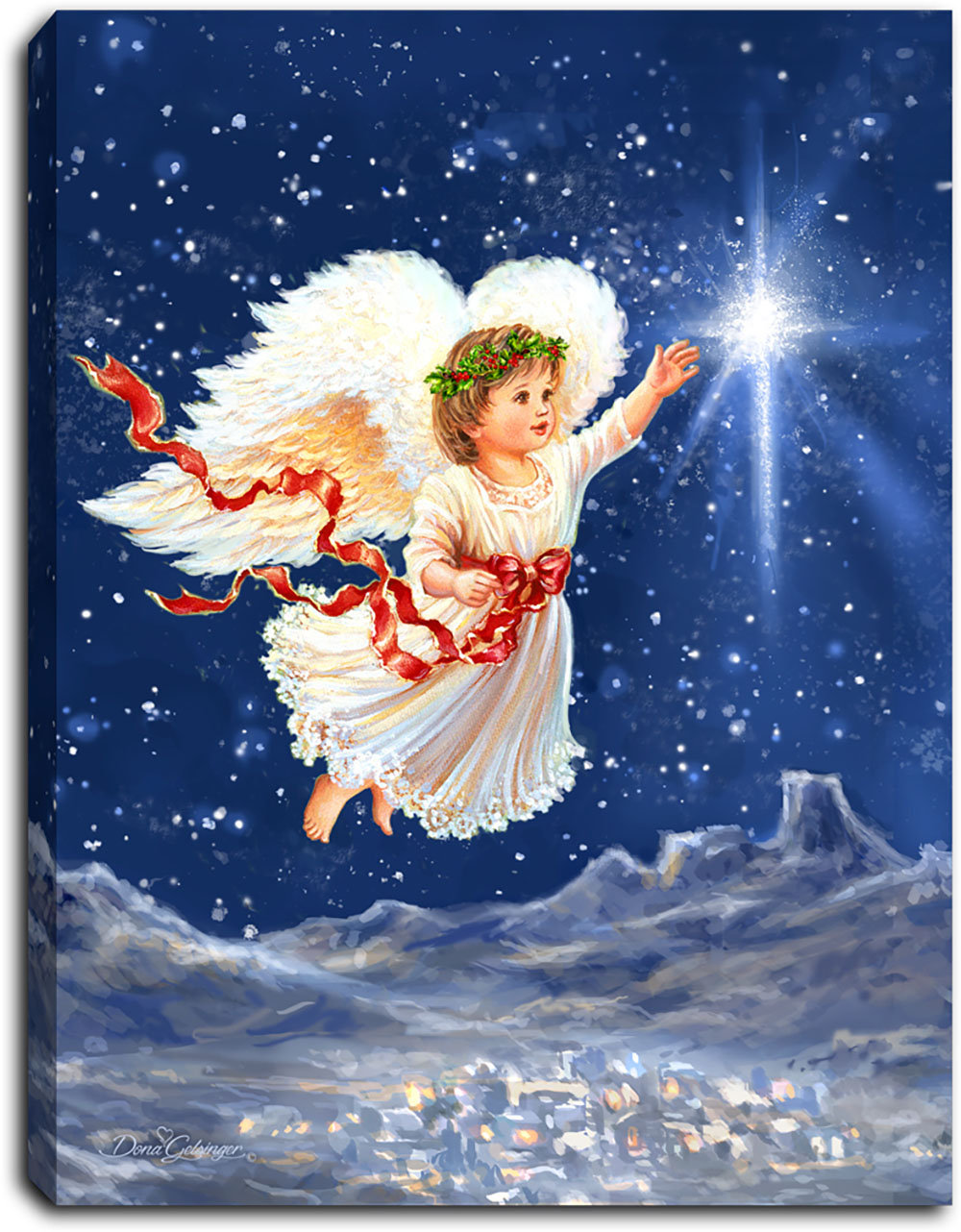 The Holiday Aisle® Star Angel 8x6 Mini Lighted Easel Back Canvas ...