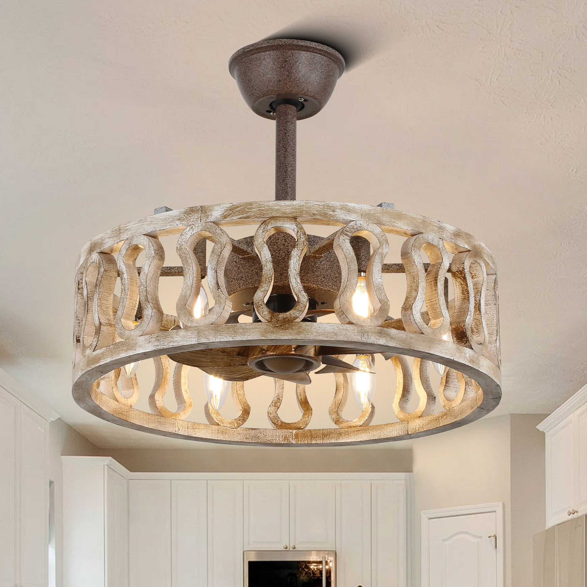 Ophelia & Co. 20" Carterton Antique Ceiling Fan Light, Rustic Finish ...