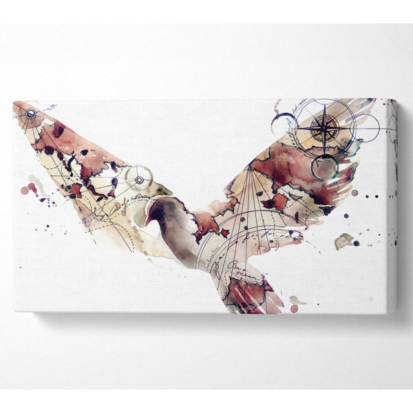 Happy Larry Leinwandbild Taube im Flug Aquarellkarten | Wayfair.de