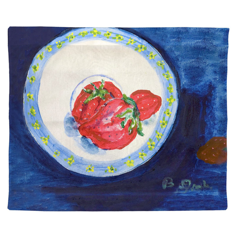 East Urban Home Polyester Strawberry Plate Outdoor Wall Hanging | Wayfair