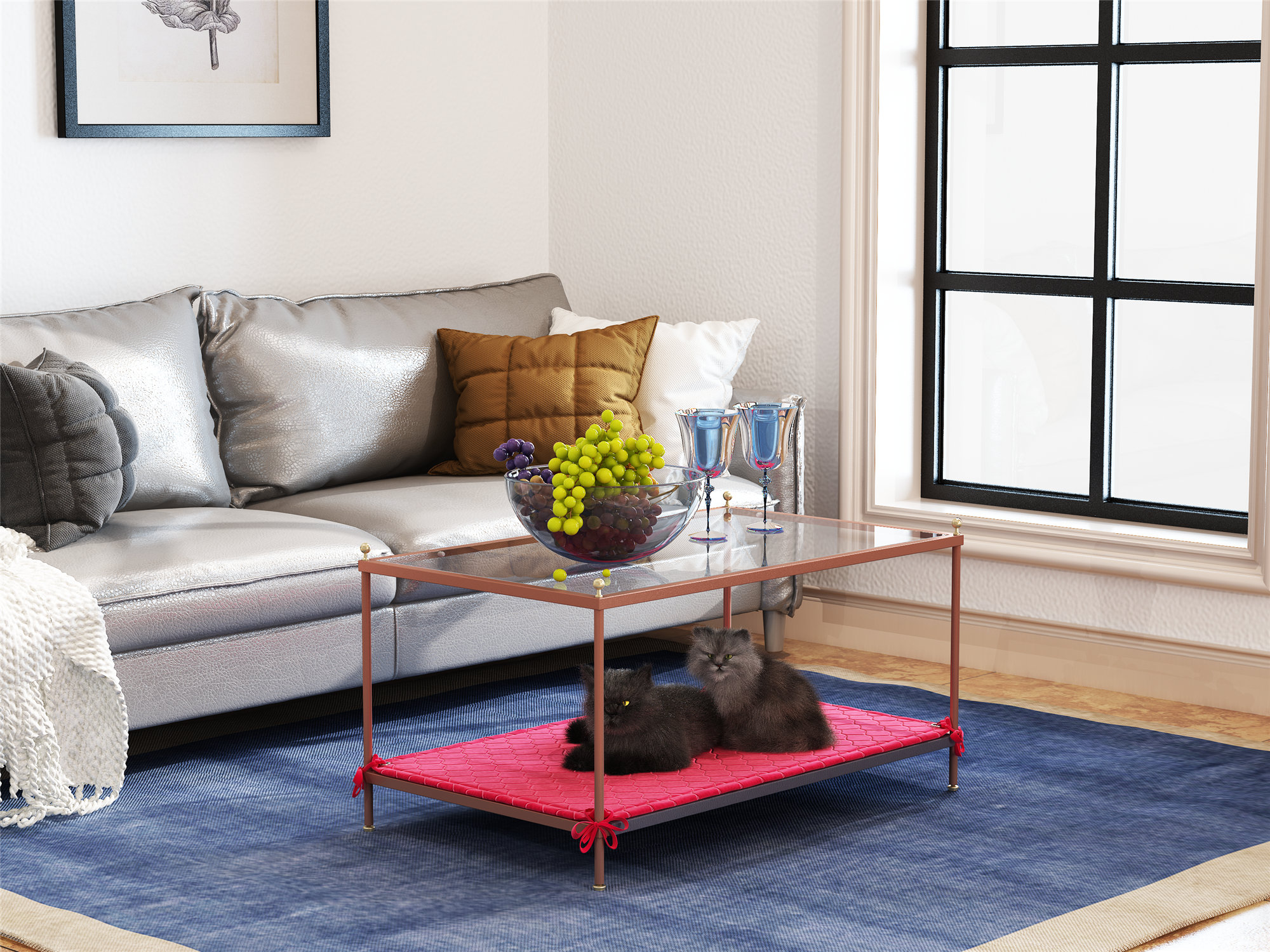 Mercer41 Wapakoneta Coffee Table Share With Pets, Tempered Glass ...