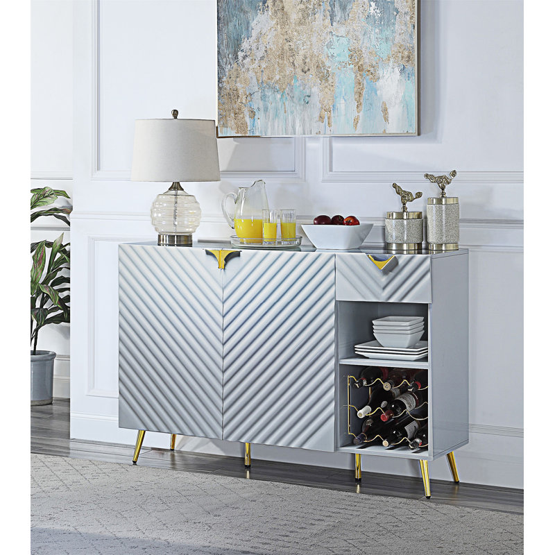 Mercer41 Gaines Gray High Gloss Finish Server, Cabinet | Wayfair