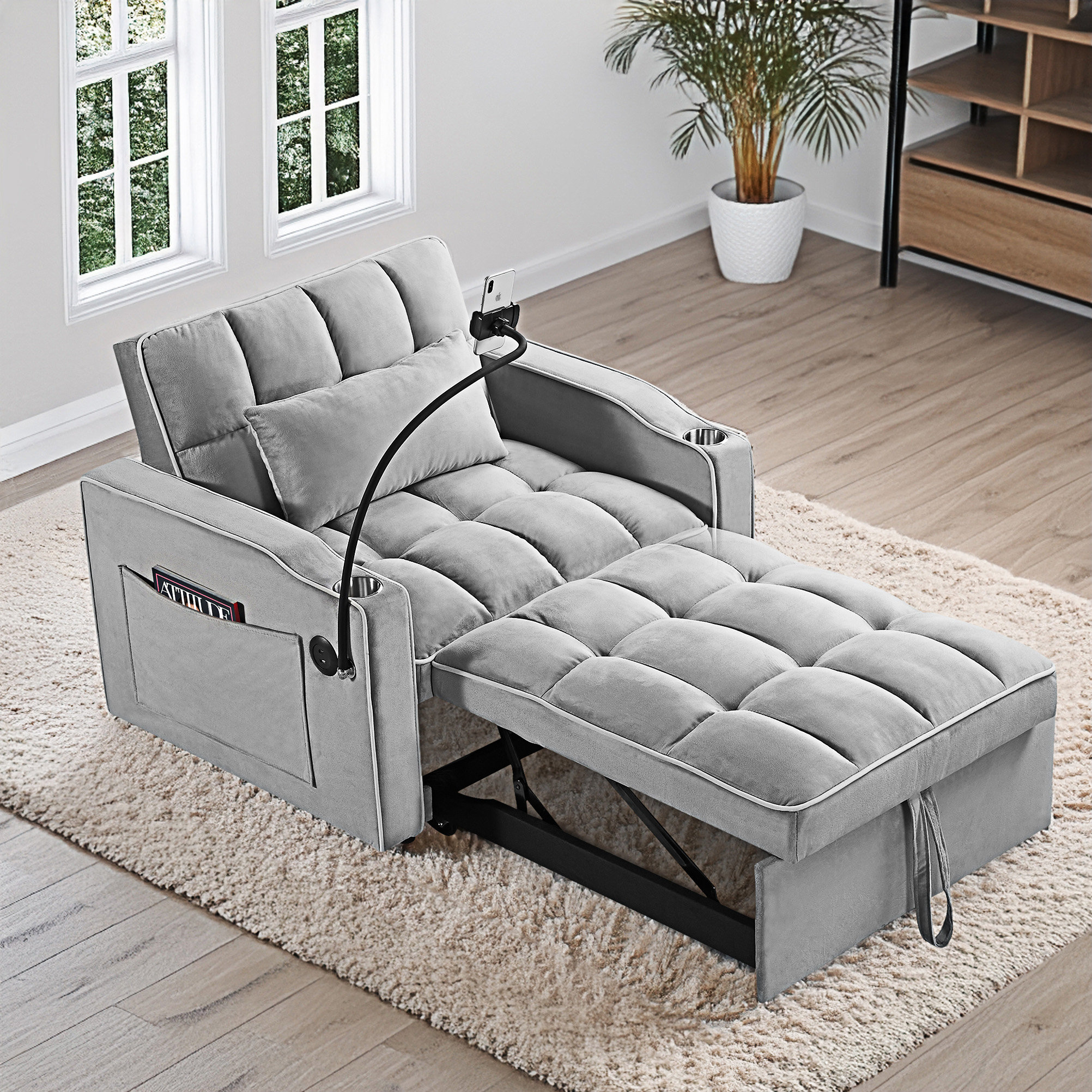 Breakwater Bay Convertible Sleeper Chair, Sofa Bed, Adjustable Pull Out ...