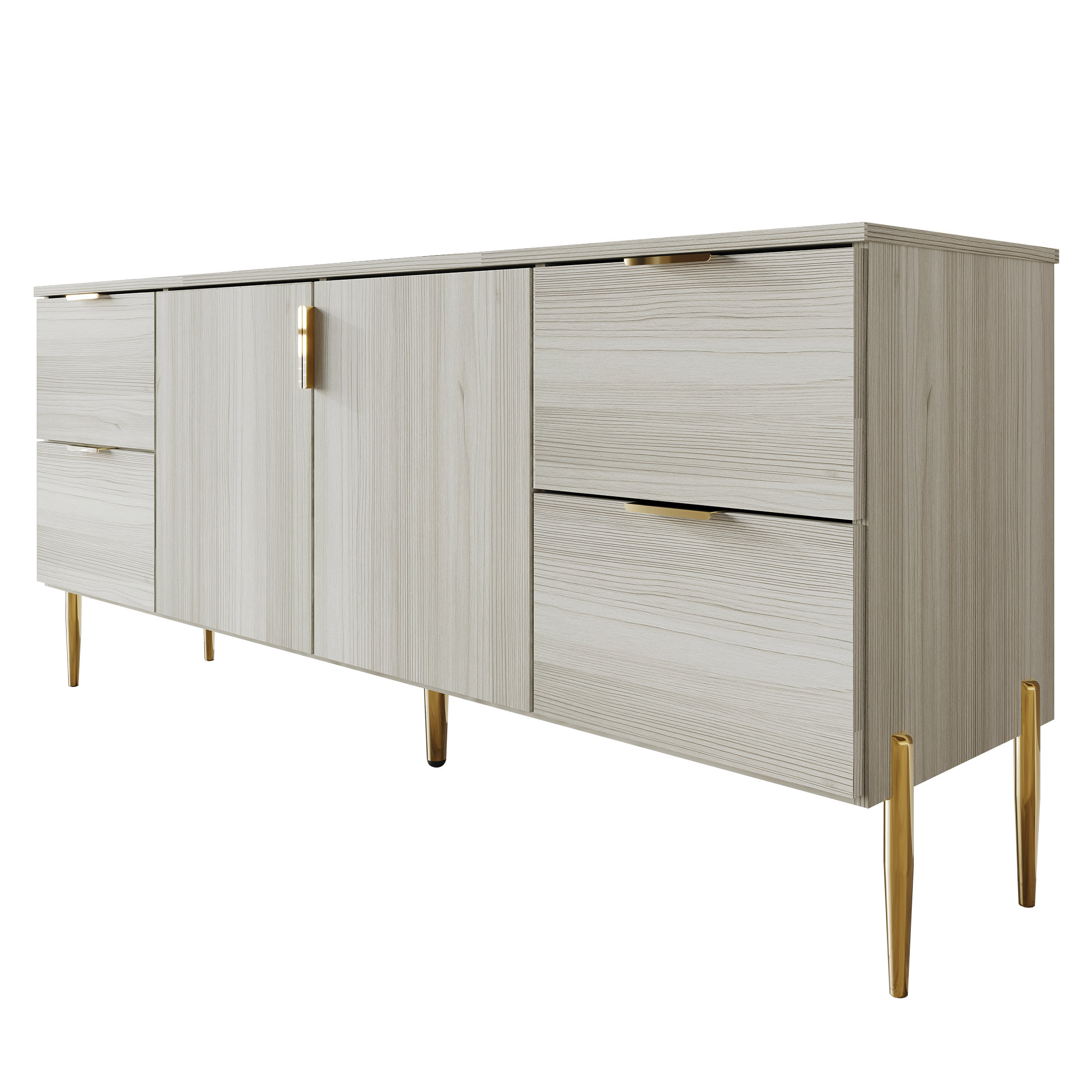 Everly Quinn Tiniya 59.65" Wide 4 Drawer Buffet Table & Reviews | Wayfair