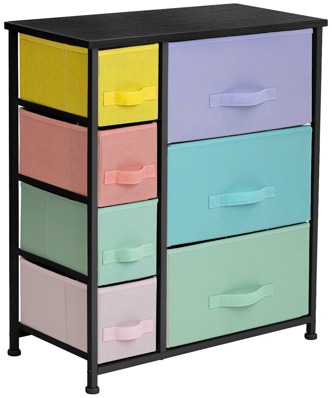 Sorbus 7 Drawers Dresser with Steel Frame and Wood Top in Pastel and ...