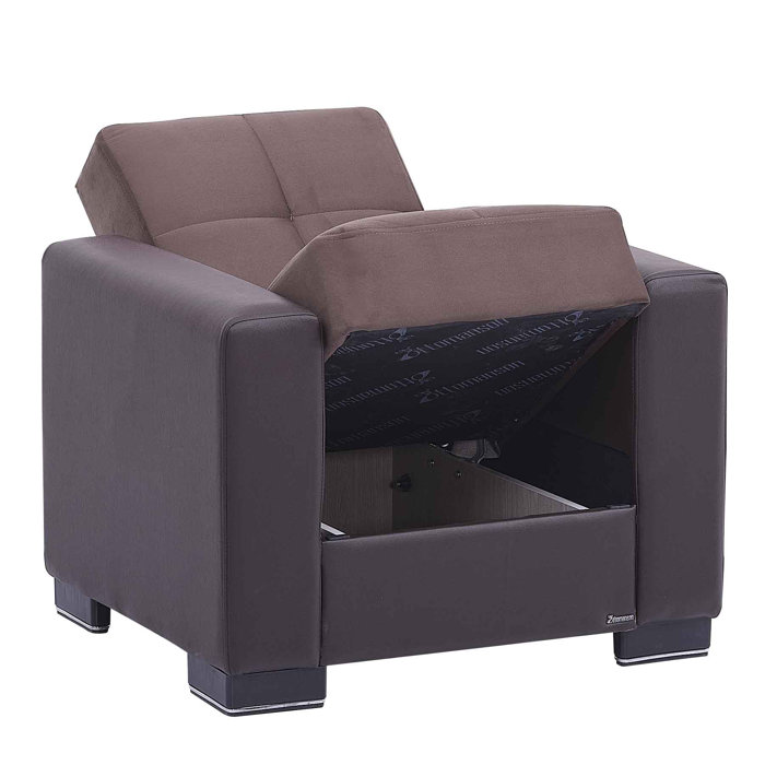 Ottomanson Legacy Fabric Upholstered Convertible 3-in-1 Sleeper Arm ...