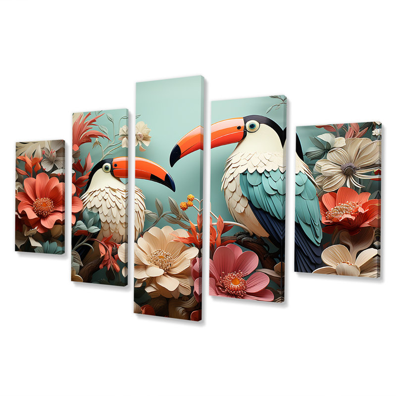 Bay Isle Home™ Blue And Pink Tropics Toucan Collage I - Toucan ...