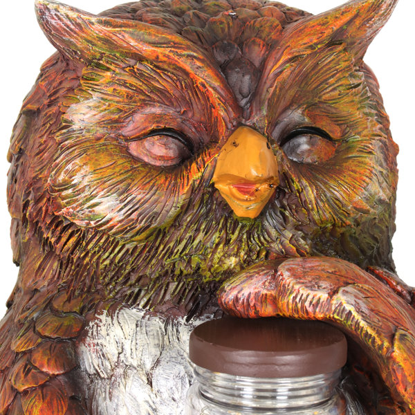 Exhart Solar Owl Garden Statue Holding a Firefly Jar with Eight LED ...