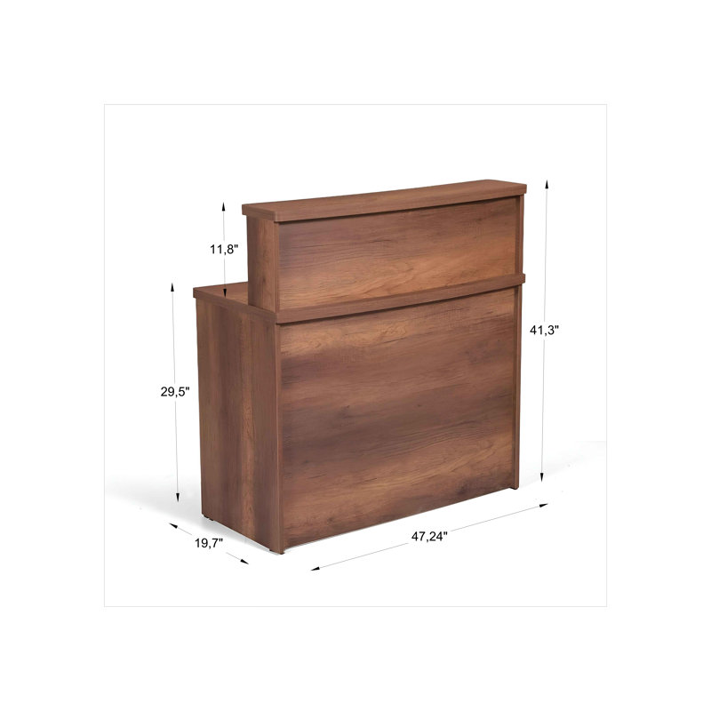 Inbox Zero Nasjah 47" Walnut Reception Desk w/Transaction Counter ...