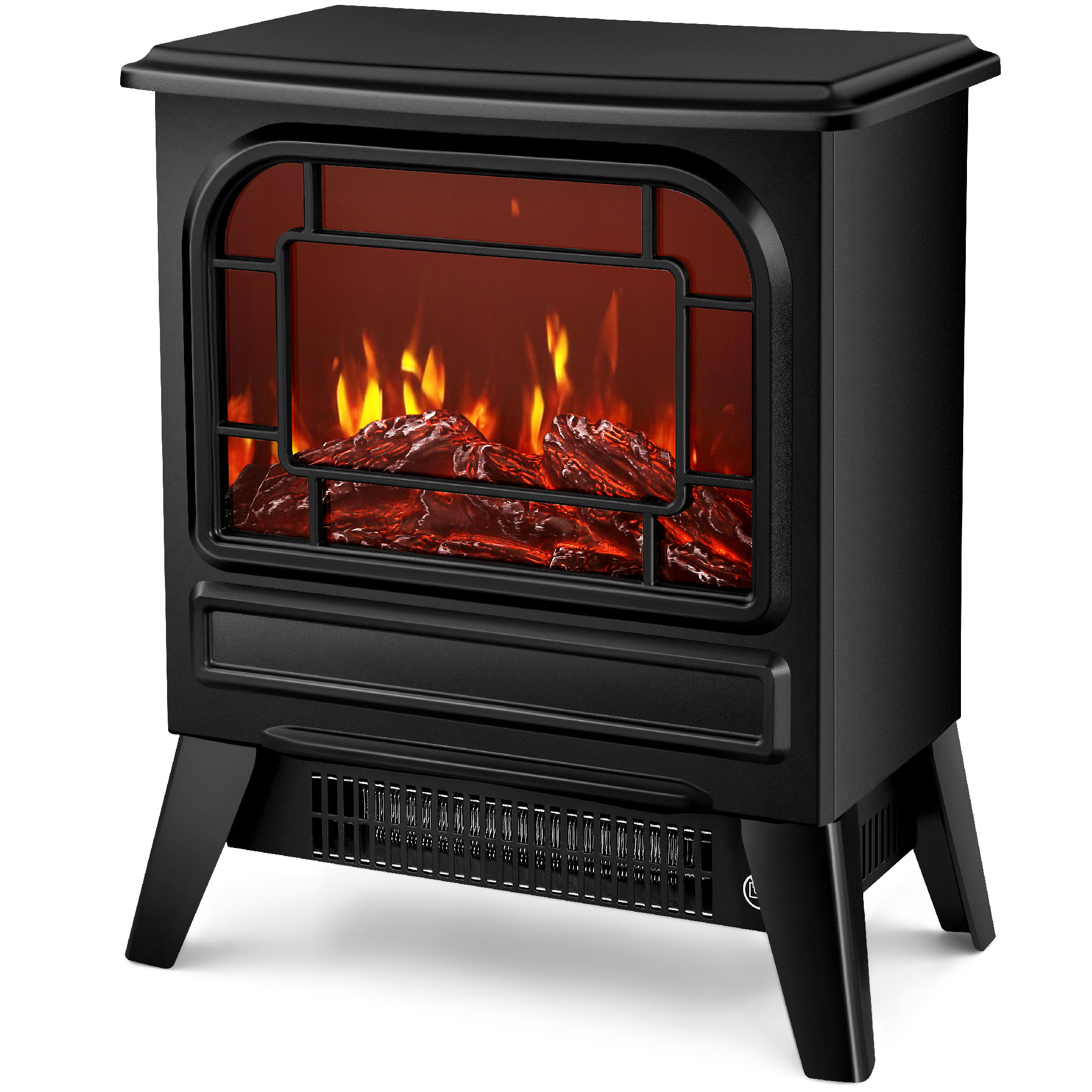ClassicLiving Cheverus Stove Heater Electric Fireplace With Fire Flame ...