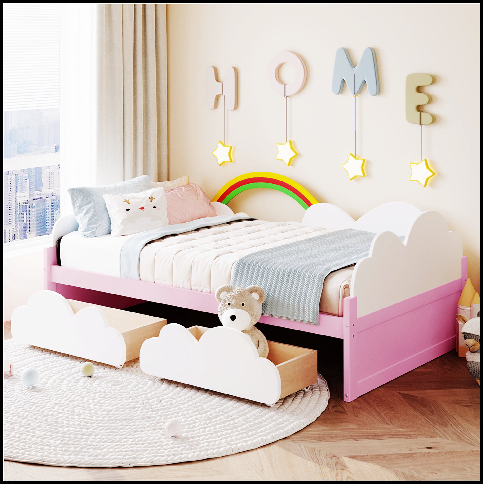 Isabelle & Max™ Charming Clouds and Rainbow Decor Bed, Perfect for Kids ...