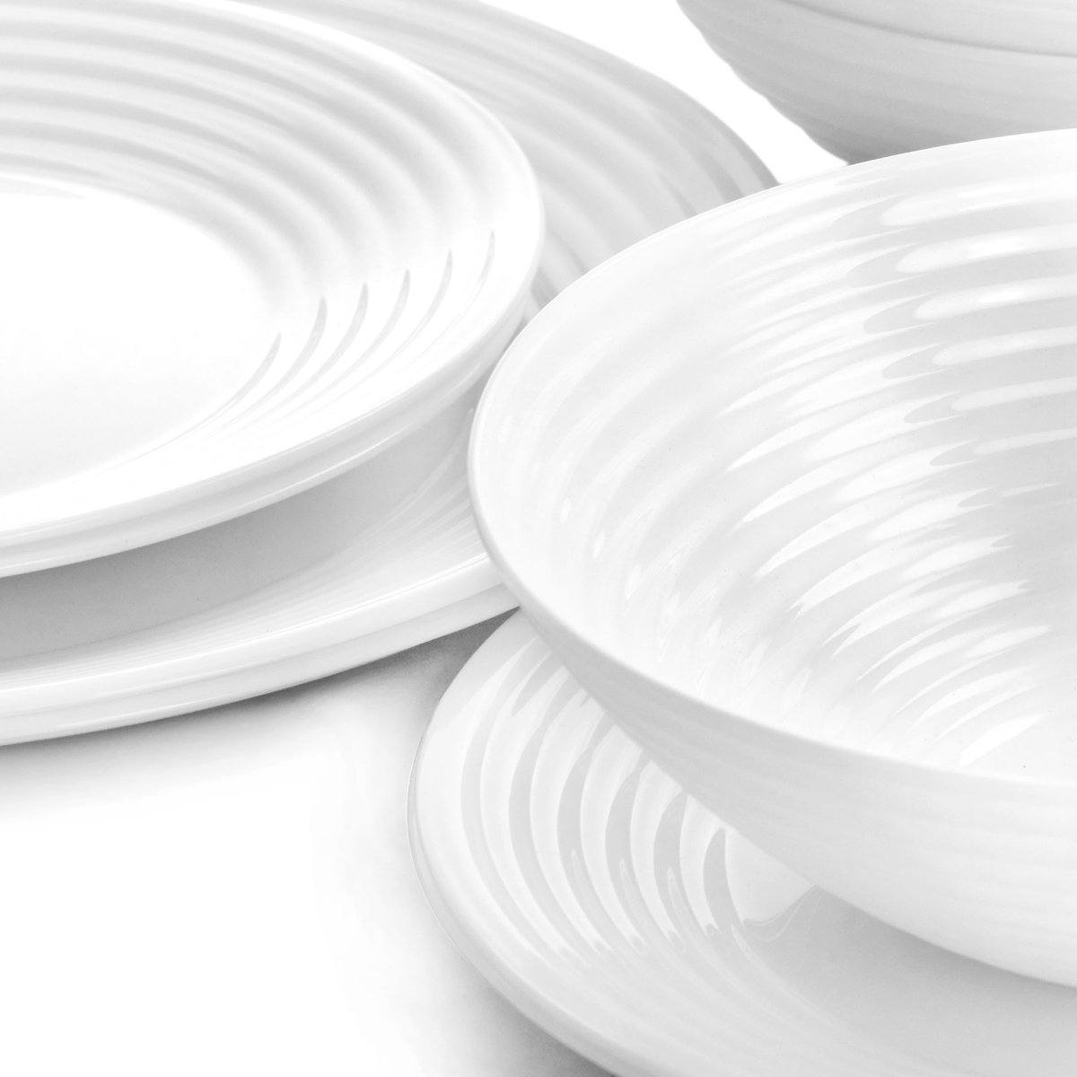 Gibson Ultra Patio 12 Piece Tempered Opal Glass Dinnerware Set In White ...