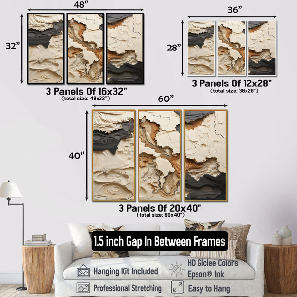 Design Art Beige And Brown African River Collage - Abstract Shapes Wall ...