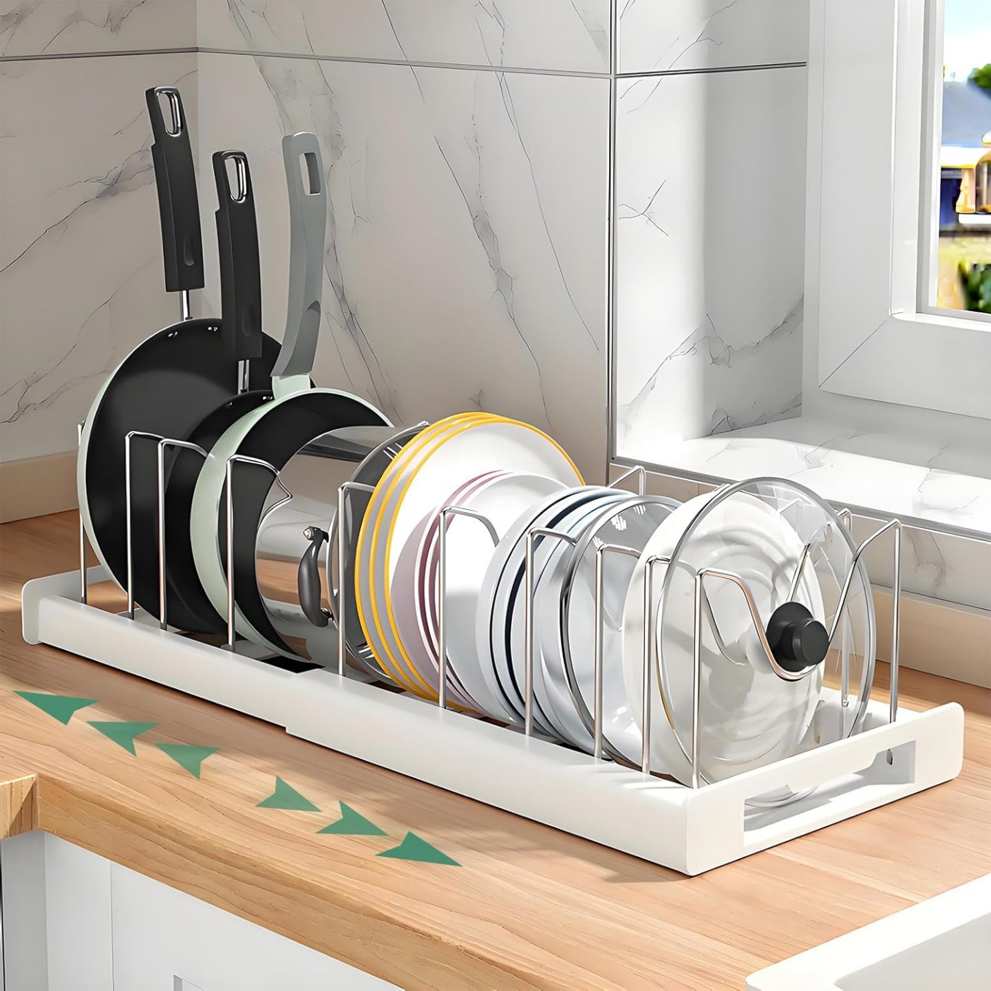 Prep & Savour Expandable Pots and Pans Organizer Under Cabinet,Set of 2 ...