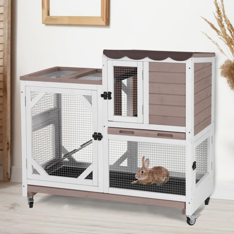 Archie & Oscar™ Rabbit Cage Indoor Outdoor Bunny Hutch on Wheels, 2 ...
