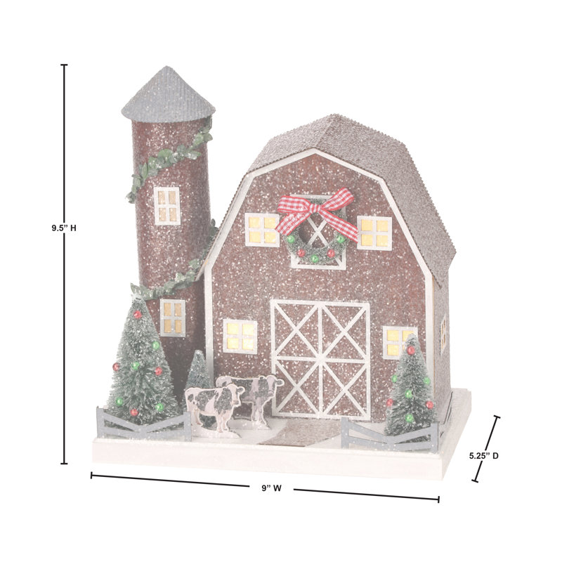 August Grove® 10" LED Cardboard Barn Farm | Wayfair