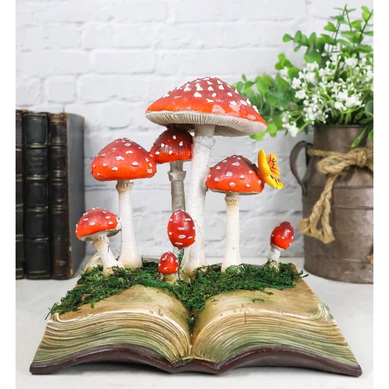 August Grove® Enchanted Fairy Garden Toadstool Mushrooms Sprouting From ...