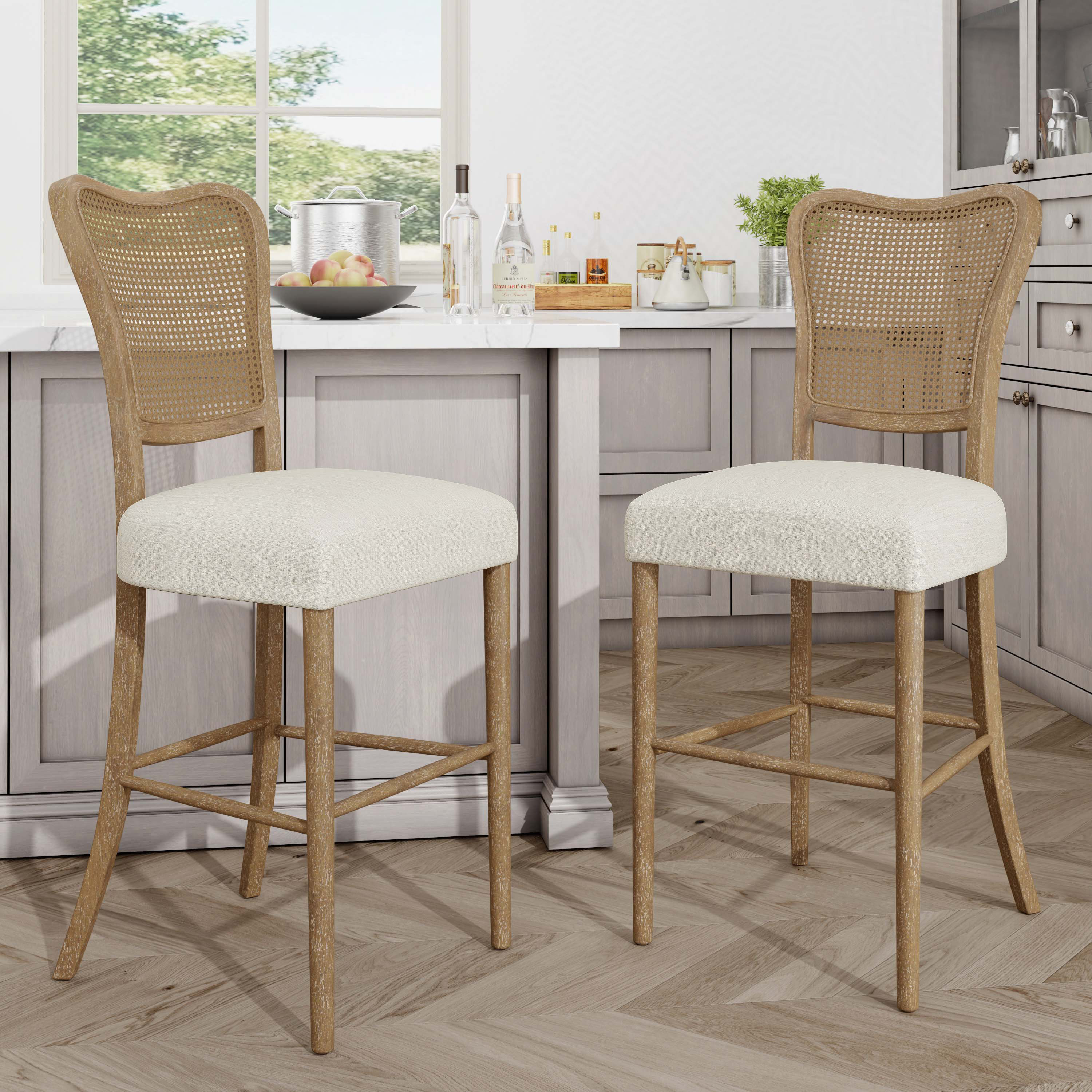 Bayou Breeze Counter Height Upholstered Bar Stools for Kitchen Island ...