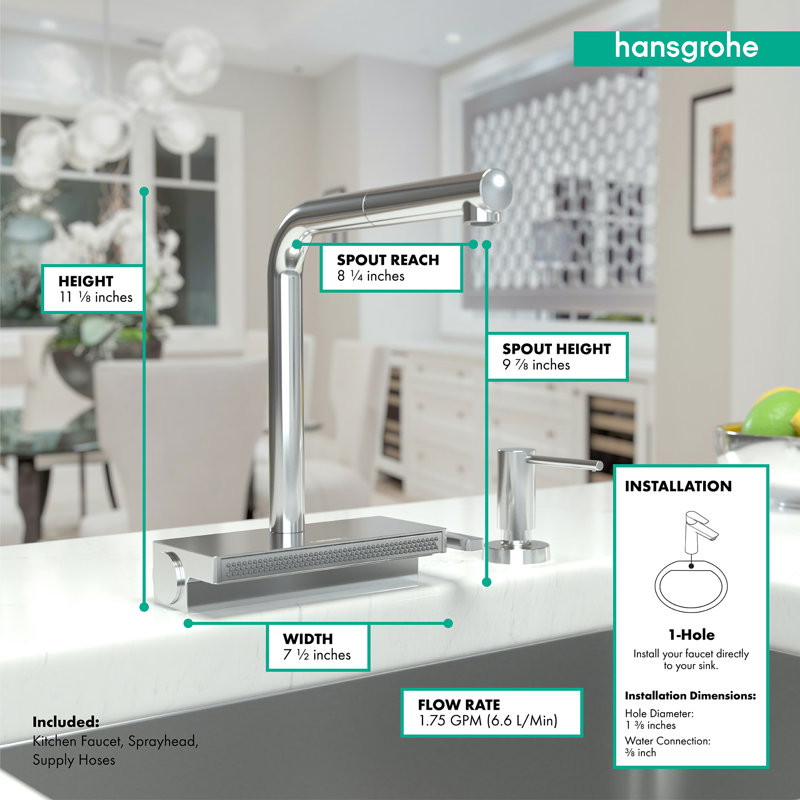 Hansgrohe Aquno Select Kitchen Faucet with L-Shape 2-Spray Pull-Out ...
