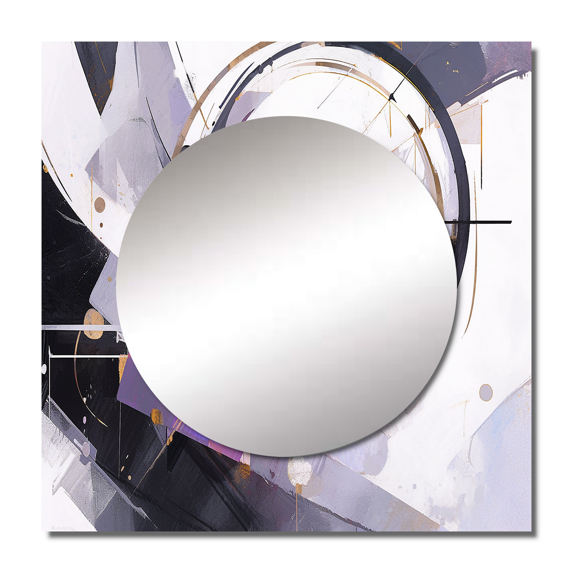 Design Art Purple Black Multifaceted Whirls - Cubism Large Square ...