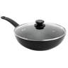 Oster Connelly 12 Inch Textured Nonstick Aluminum Wok with Lid in Black ...