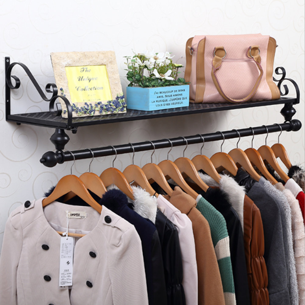 Borough Wharf Wall Mounted Metal Clothes Rack with Shelf | Wayfair.co.uk