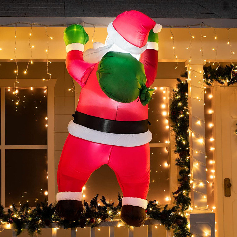 The Holiday Aisle® 5.5 FT Tall Christmas Inflatable Hanging Santa with ...