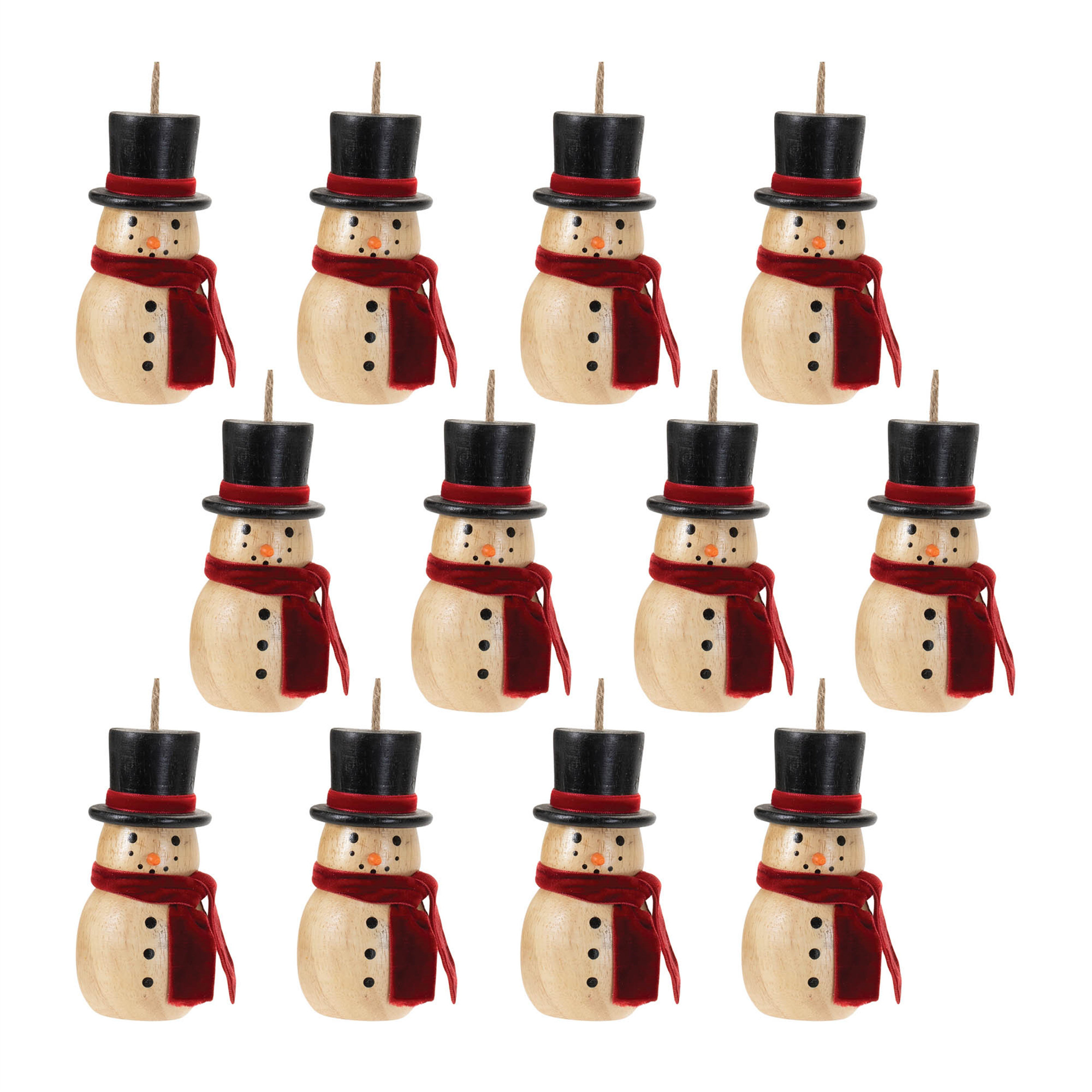 Melrose International Wooden Snowman Ornament (Set of 12) | Wayfair