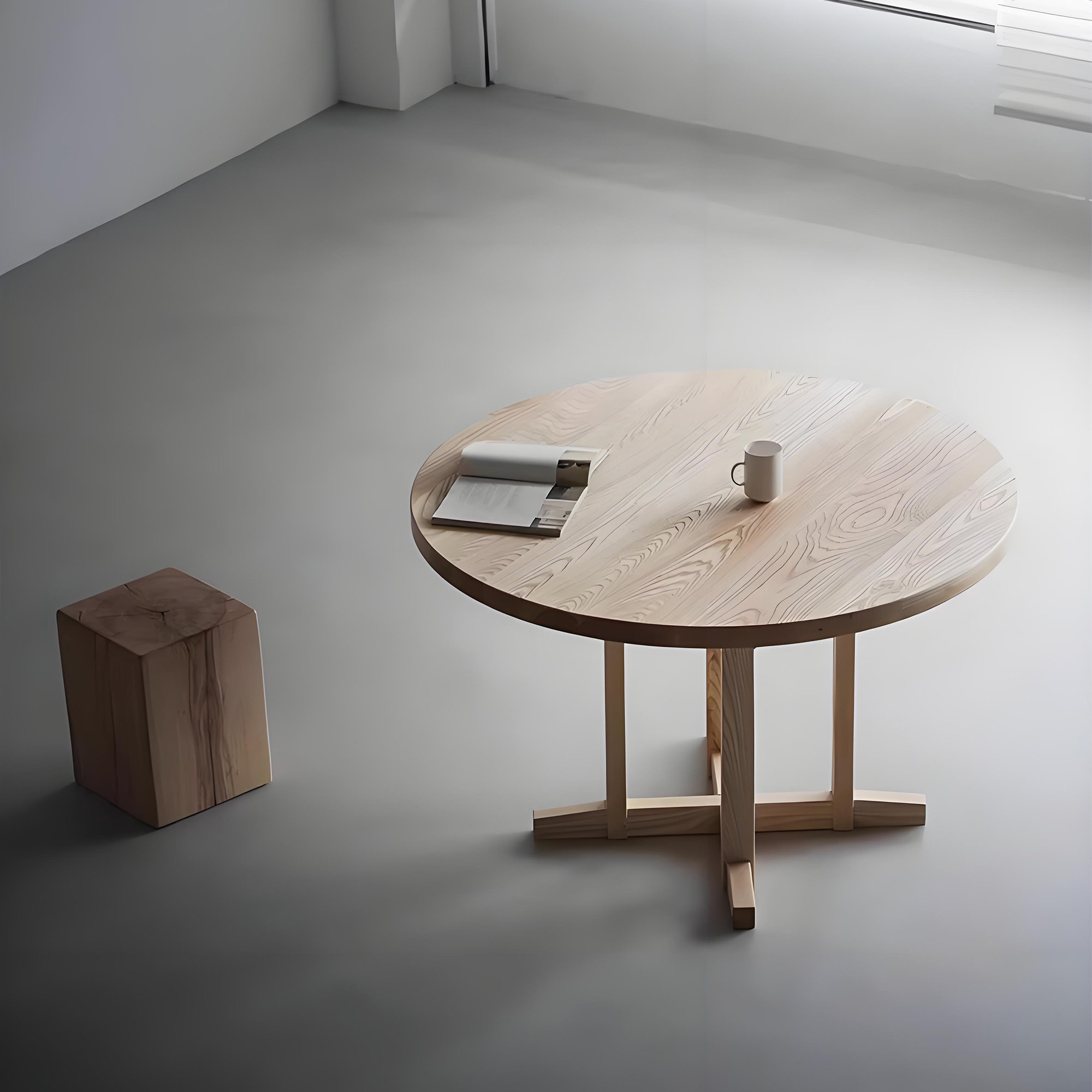 HomeLuxea Solid Wood White Ash Minimalist Round Dining Table | Wayfair