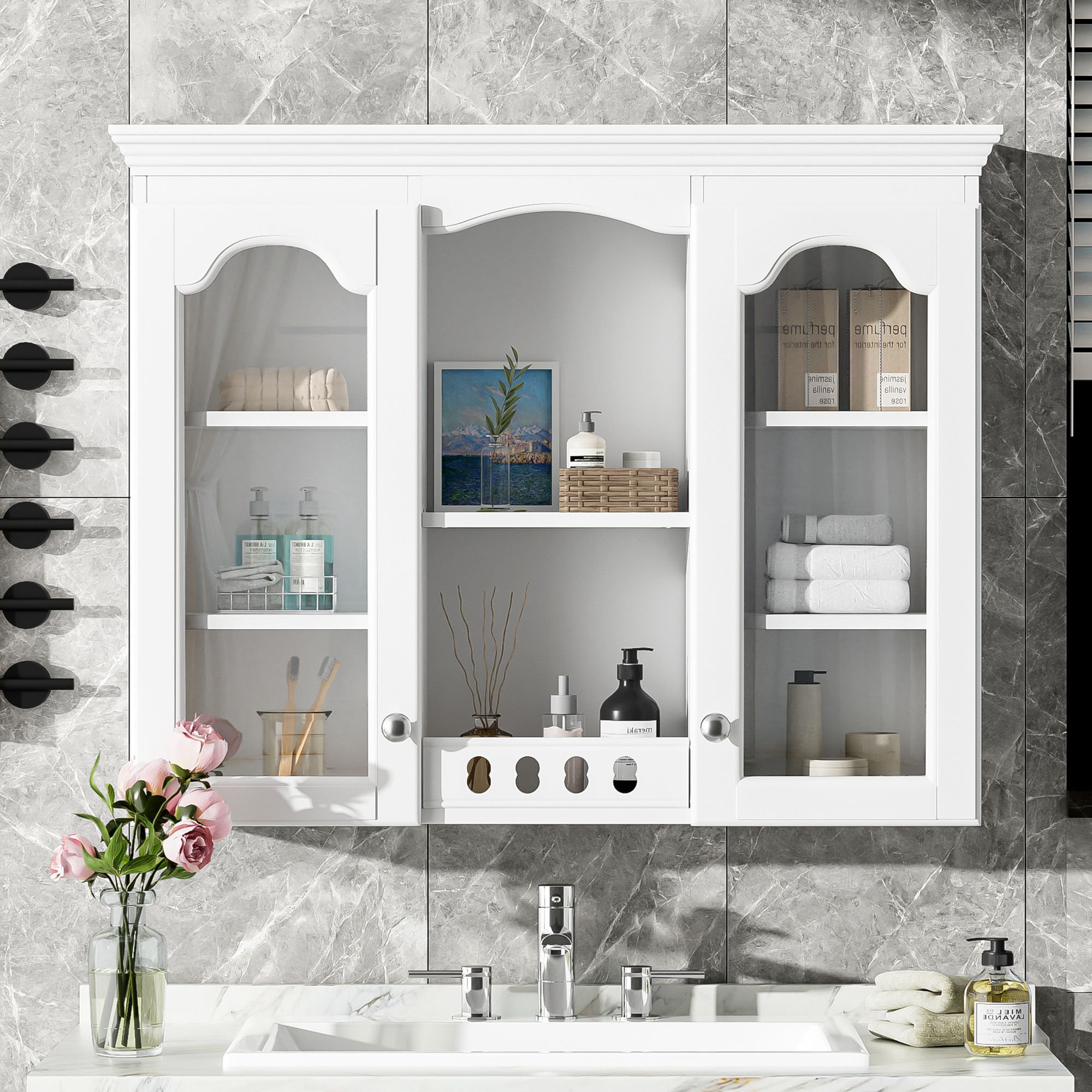 Red Barrel Studio® Bathroom Storage Cabinet Wall Mount With Open Shelf ...