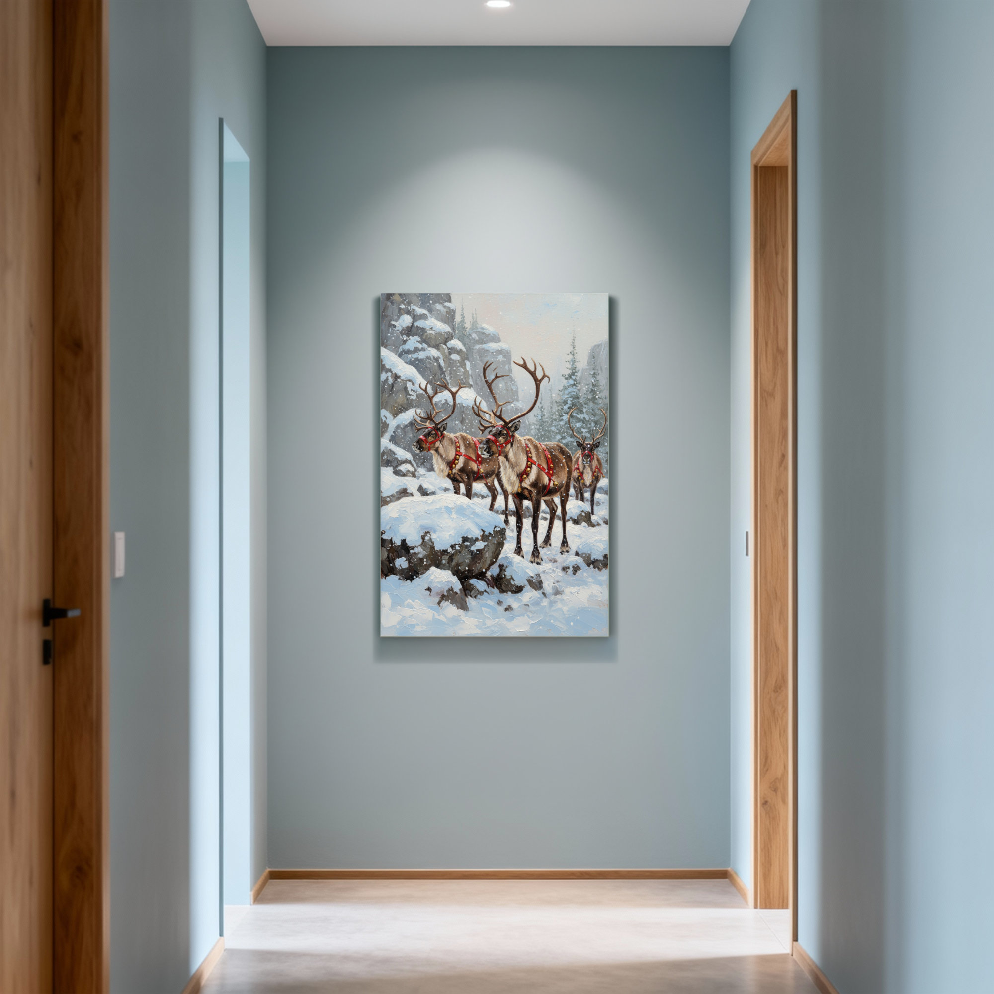 Red Barrel Studio® Animals Reindeer In Snowy Mountain Landscape | Wayfair