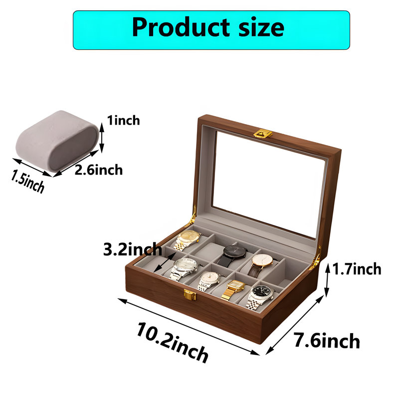 Rebrilliant Black Walnut Wood Watch Storage Box (6 Watch Positions ...