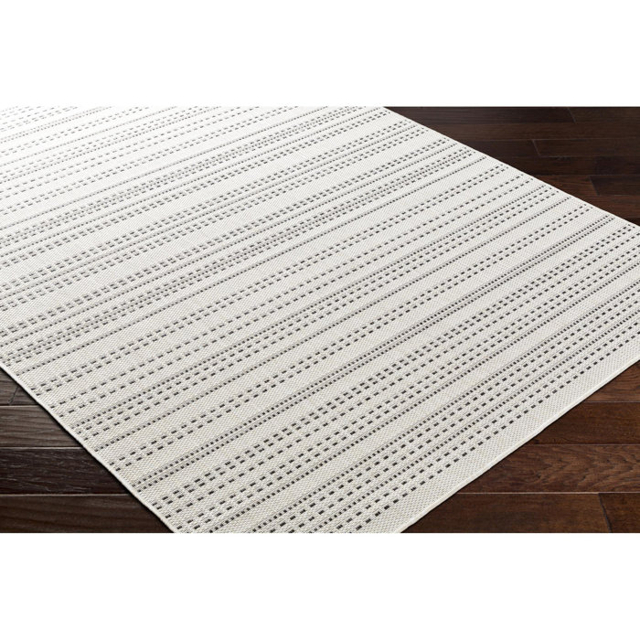 Union Rustic Elliegrace Black/Ivory Outdoor Area Rug & Reviews | Wayfair