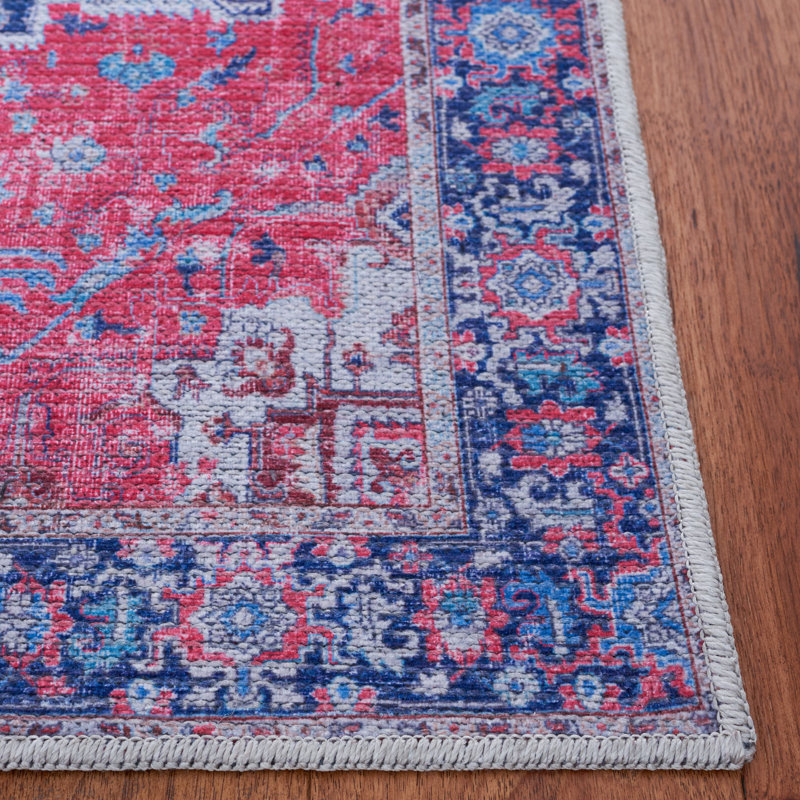 Langley Street® Ferrigno Oriental Cotton Red/Navy Area Rug & Reviews ...