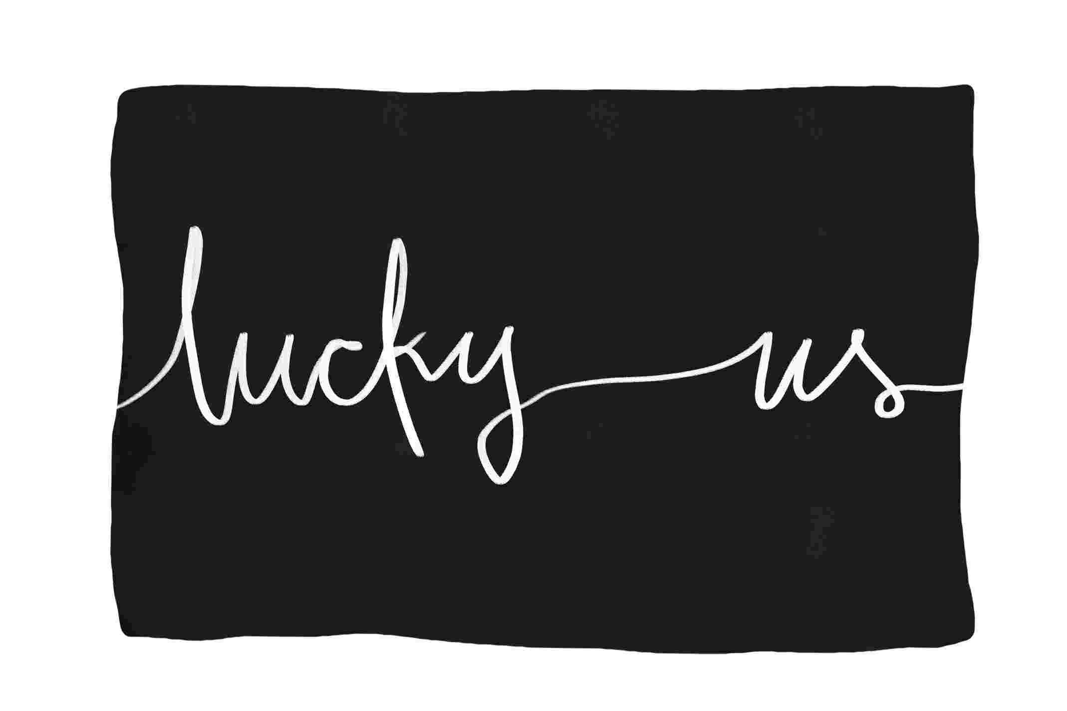Trinx Lucky Us Black - Wrapped Canvas Textual Art | Wayfair
