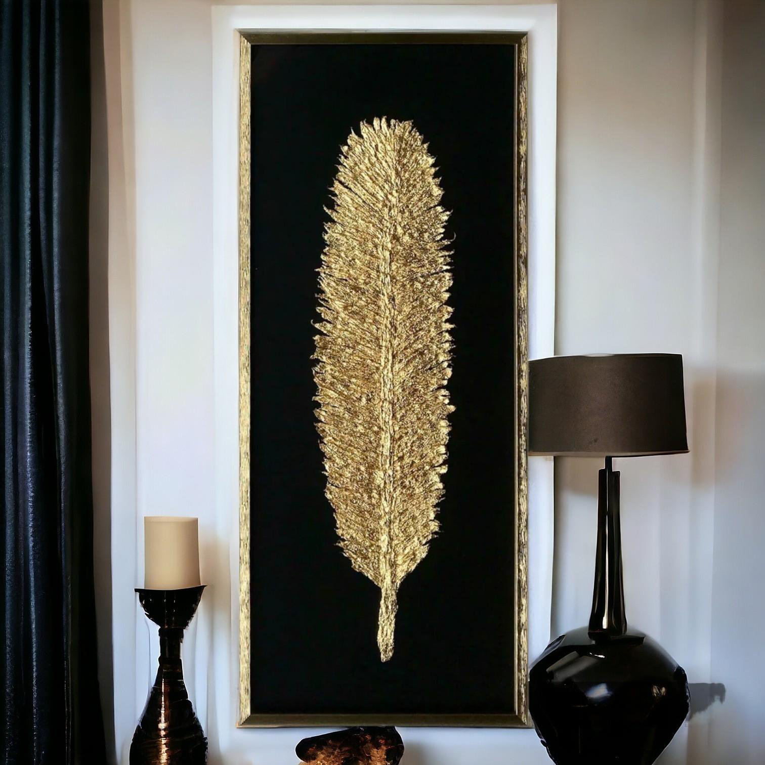 Light Interiors Golden Leaf Black Background Shadow Box With Golden PS ...