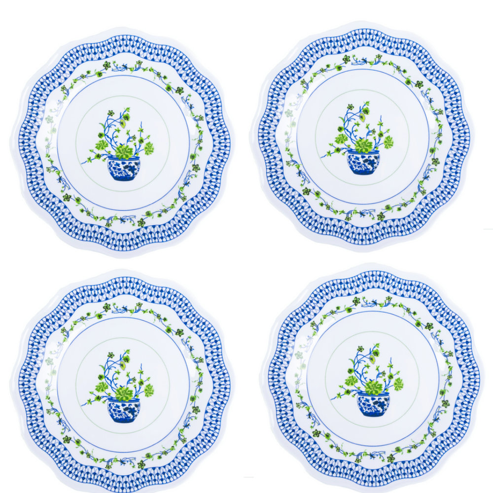 Red Barrel Studio® Tekiyah Set Of 4 Floral Melamine Salad Plates | Wayfair