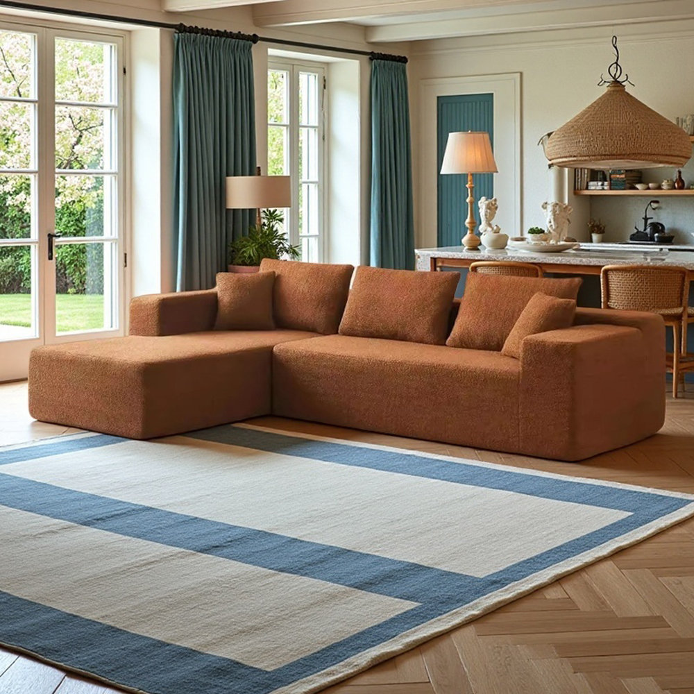 Ebern Designs Modern Simple L-Shape Upholstered Fabric Loveseats | Wayfair