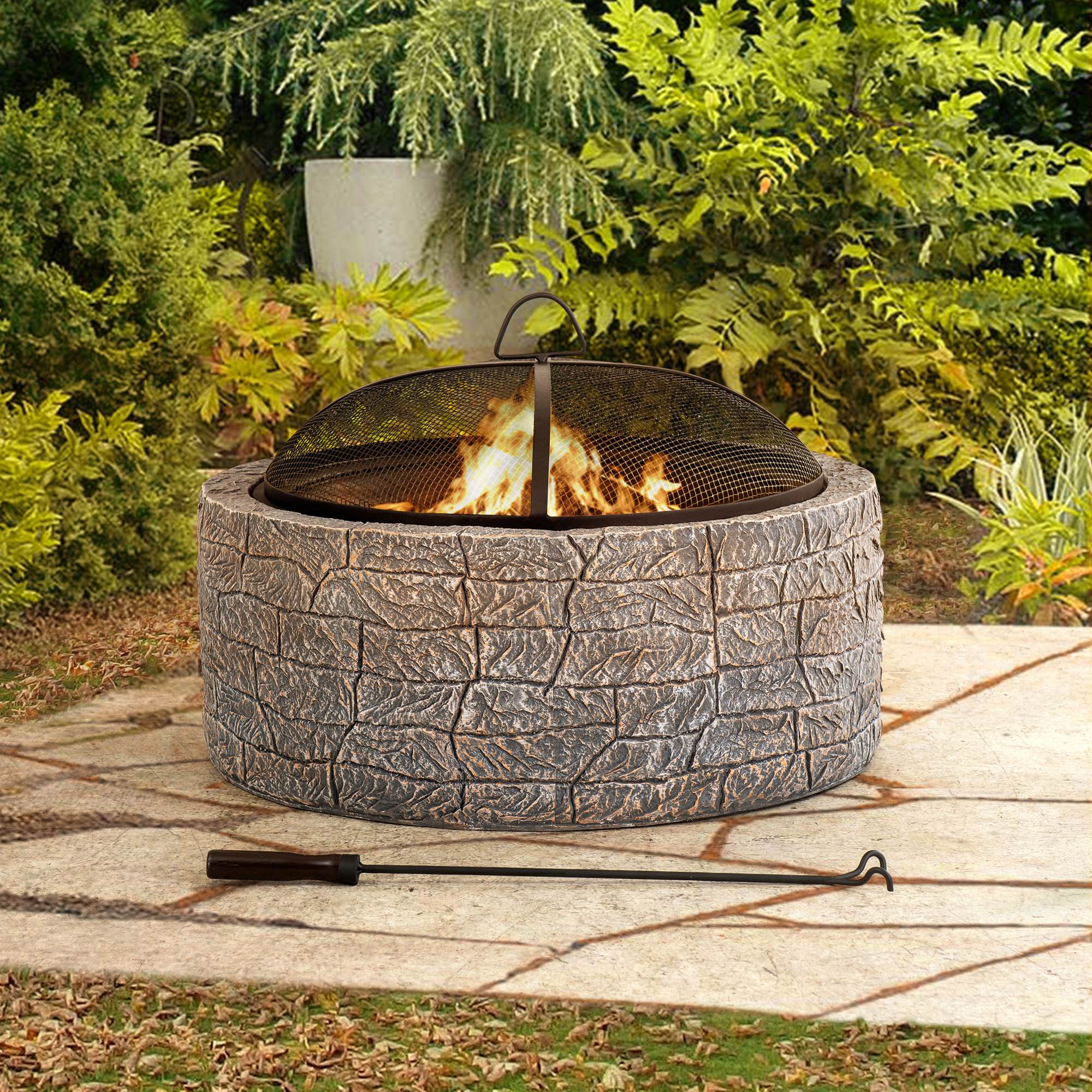 World Menagerie Sunjoy Aesir 26 inch Fire Pit for Outside, Outdoor ...
