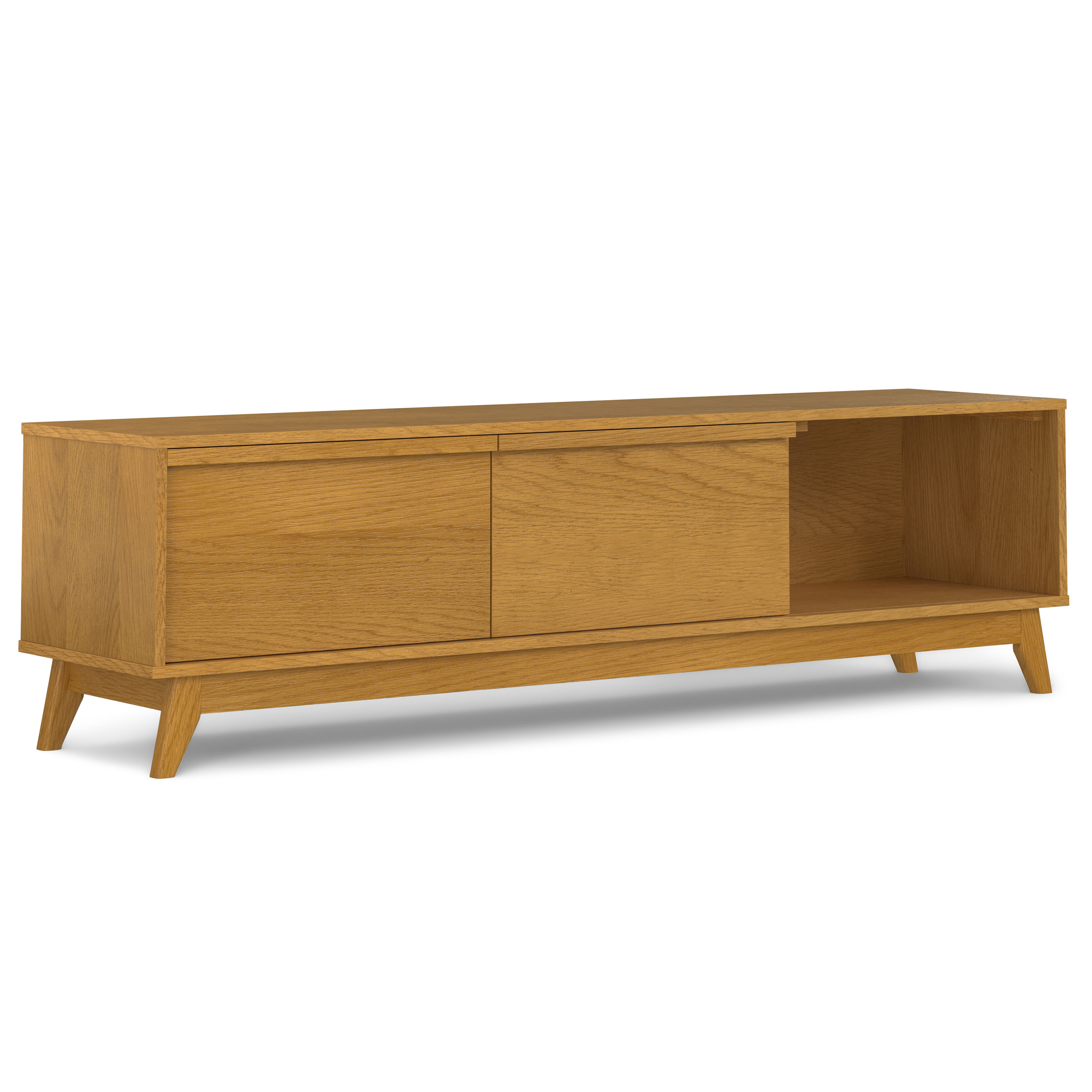 Simpli Home Lennon 72"W Solid Wood Mid-Century Modern Low TV Stand for ...