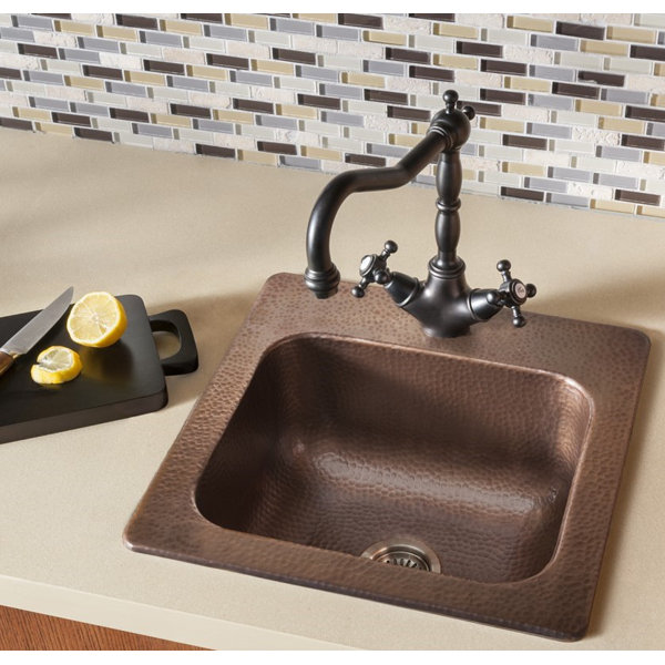 Sinkology Angelico Copper 15" Single Bowl Drop-In Kitchen Sink ...