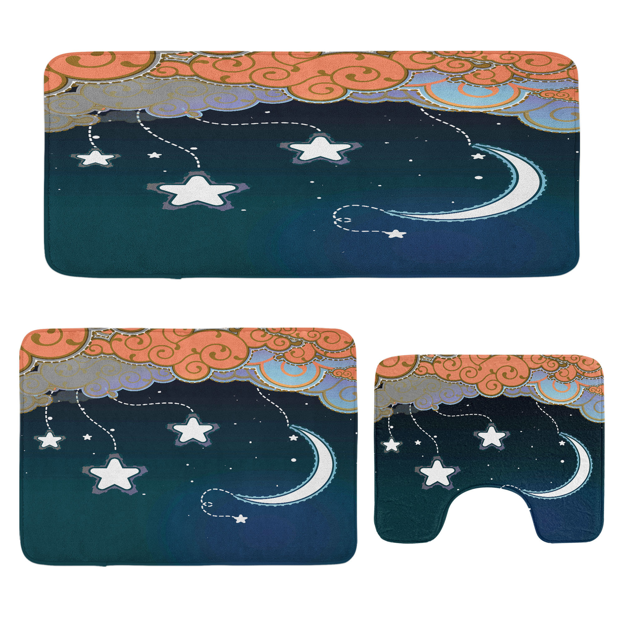 Astoria Grand Moon Bathroom Rug Set 3 Pieces U-Shape & Rectangle Mats ...