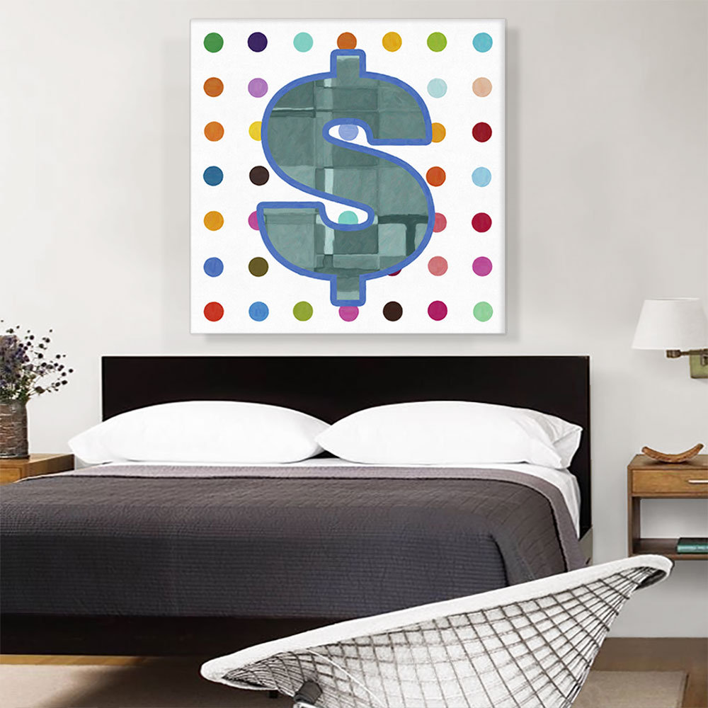 ARTCANVAS Fun Polka Dots Dollar Sign Symbol Canvas Art Print - Wayfair ...