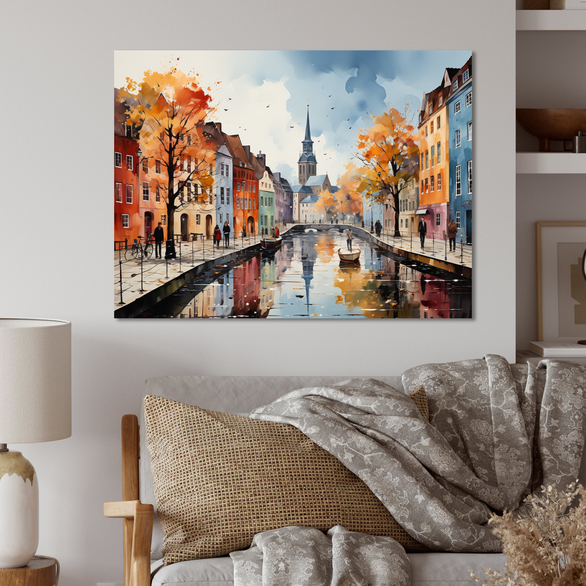 Latitude Run® Denmark Canal Promenade II - Cityscapes Print on Metal ...