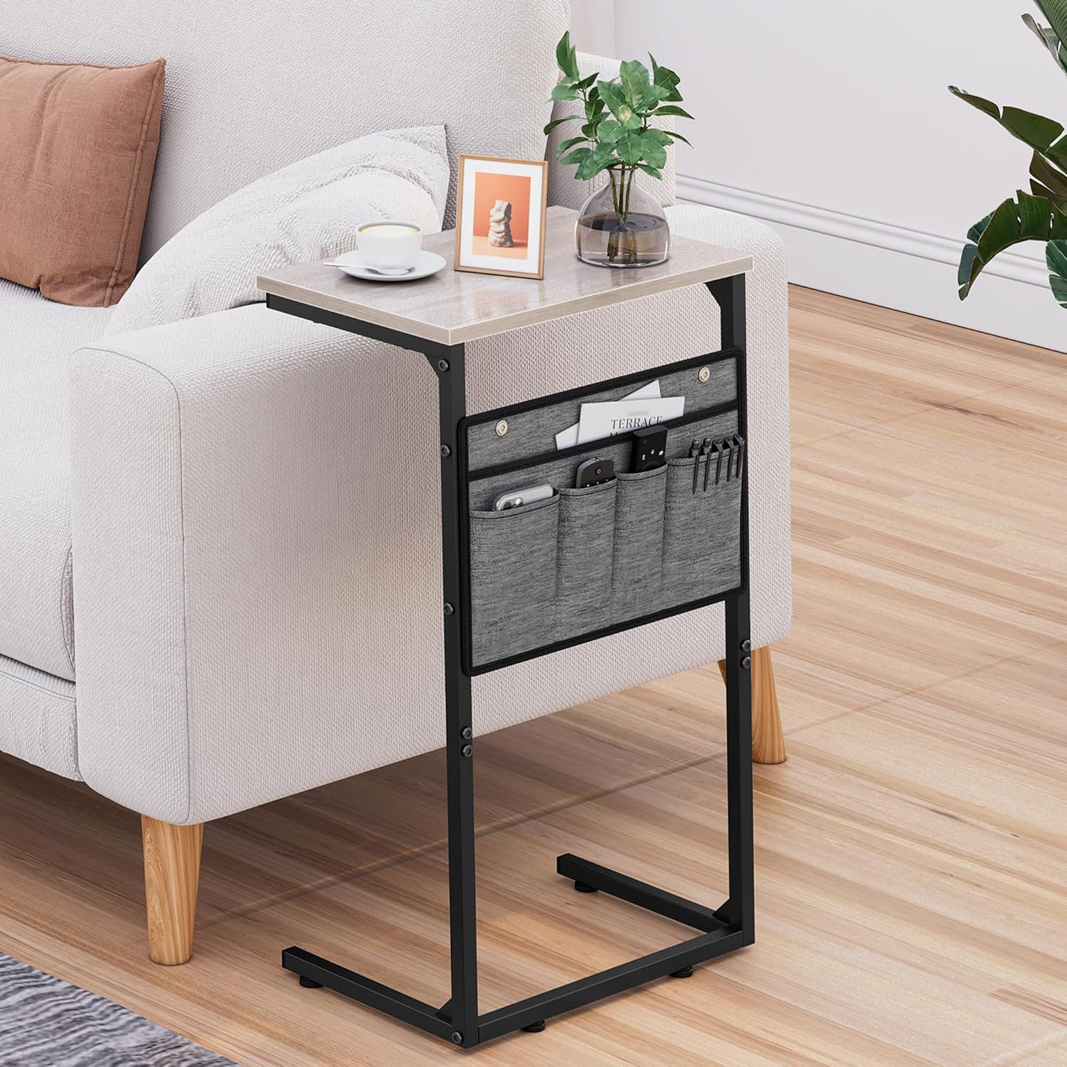 17 Stories Haylee C-Shaped End Table With Storage For Sofa, Bed & Small ...
